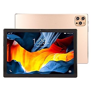 Acogedor 10.1in Android Tablet, 8GB+256GB Memory, 8 Core, Dual SIM Dual Standby, Dual Camera, 2.4G 5G WiFi, 4G Calling Tablet with Keyboard and Case, Gold (US Plug)