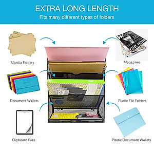 Ocooca Super Strong 6-Tier Magnetic File Holder ,Mesh Wall File Organizer No-Drill Mount Hanging File Organizer for Refrigerator, File Cabinets, Whiteboard, Office, Kitchen