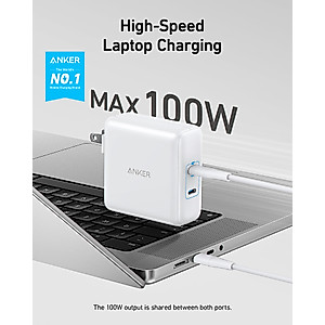 Mac Book Pro Charger, Anker 100W Fast Charger, 2 Port Power Adapter - Compatible With USB C Devices Including MacBook Pro/Air, iPad Pro, iPhone 15/Pro/Pro Max, Google Pixelbook (Cable Not Included)