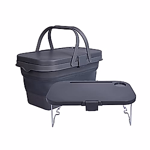 Collapsible Camping Basket,Foldable Picnic Basket with Handle,Picnic Basket with Table,Portable Outdoor Picnic Basket,Plastic Picnic Basket with Lid and Handles for Home Kitchen Picnic Outdoor BBQ