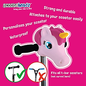 Scootaheadz - Unicorn Scooter Accessories Personalise Your Ride - Unicorn Scooter Head for Kids Ages 3 and Up - Great Scooter Gift for Girls - Ages 3 and Up - White and Pink