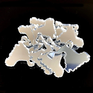 Super Cool Creations Lowchen Dog Shaped Crafting Mirrors, Set of 10, Many Colours, Shatterproof Acrylic, Latte, Pack of 10 x 6cm