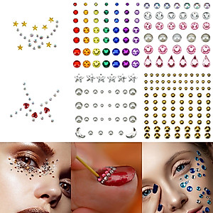 12sets Halloween Face Gems Body Jewels Self-Adhesive Rhinestone Crystal Stickers For Party Favors Supplies, WIDELY TOY Mermaid Fairy Rainbow Tears Festival Rave Accessories