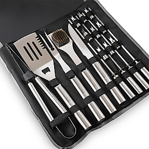 GrillKing BBQ Tool Set, 18pc Stainless Steel Grill Kit, Heavy Duty Barbecue Utensils and Grilling Accesories Set with Carrying Case