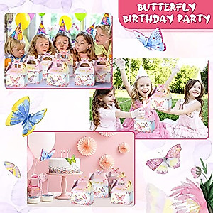 Nezyo Butterfly Party Favor Treat Boxes, Pink and Purple Butterfly Floral Goodie Gable Candy Box Paper Gift Box for Birthday Party Supplies Baby Shower Wedding Party (24), Gold
