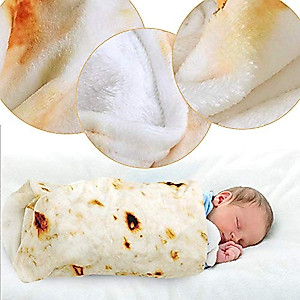 Burrito Swaddle Blanket for Baby,Tortilla Wrap Blanket with Hat,Super Soft,Great Gift for Baby Shower by Safe(Round,Yellow,35inch)