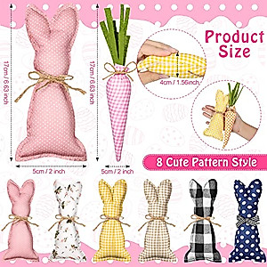 12 Pieces Stuffed Fabric Bunnies Easter Table Top Rustic Farmhouse Decor Plush Carrot Bunny Decor Rabbit Decor Tall Vase Filler Decor for Desk Counter Tiered Tray Wedding Home Exquisite Soft Craft