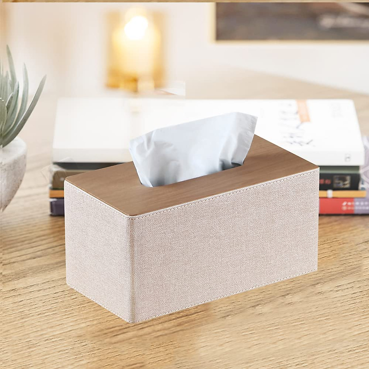 Tissue Box Cover,PU Leather Rectangular Tissue Box Holder,Napkin Dispenser,Decorative Holder/Organizer for Bathroom Vanity Countertop, Nightstand, Coffee Table, Home,Car
