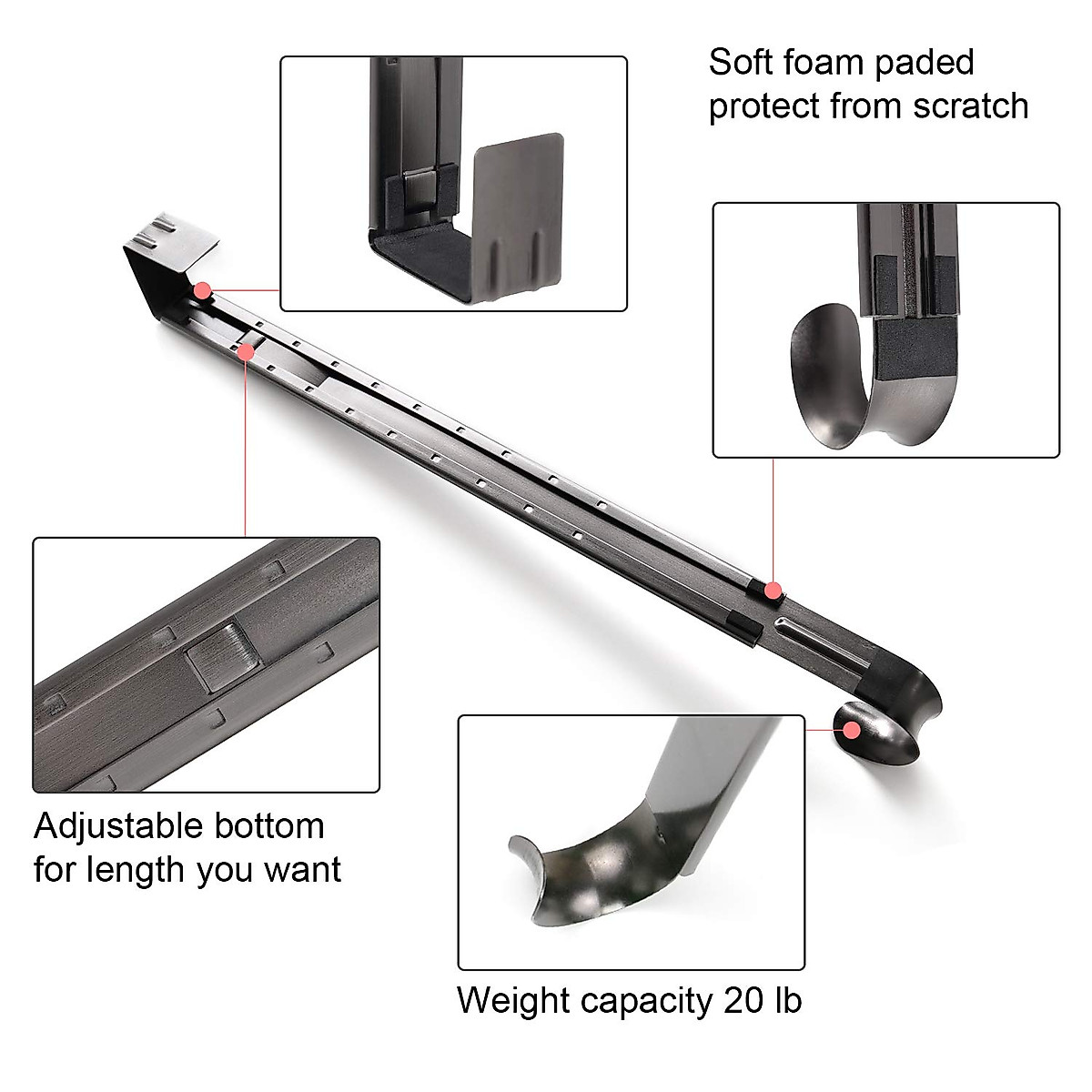 Myfolrena Wreath Hanger Adjustable Door Hanger Wreath Hanger for Front Door 15-24inch,Over The Door Wreath Hanger, Hold Up 20lb (Nickle-2 Pack)