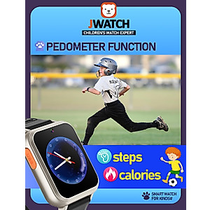 Jwatch Kids Smart Watch for Boys Girls 6-12 with Pedometer Audio Book Camera Music Player Present Birthday Christmas (Silver Frame Black)…