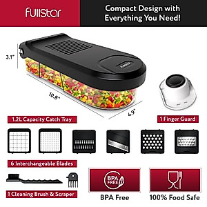 Fullstar Compact Vegetable Chopper - Vegetable Cutter, Food Chopper, Veggie Chopper, Onion Chopper, Vegetable Chopper With Container, Vegetable Slicer, Vegetable Cutter, Mandoline Slicer (6 Inserts)