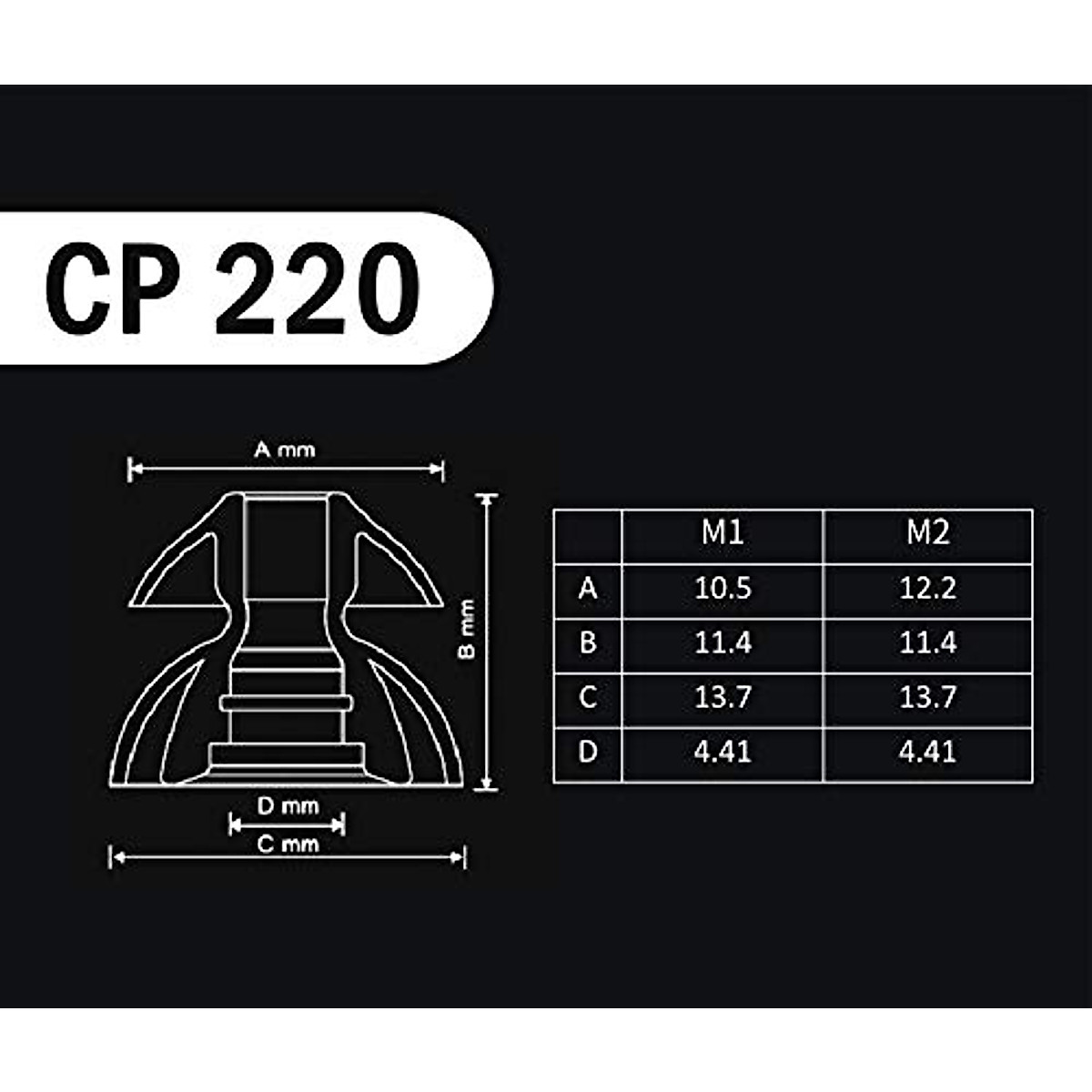 SpinFit CP220 – Patented Silicone Eartips for Replacement (2 Pairs) (4.4 mm Nozzle Dia.)