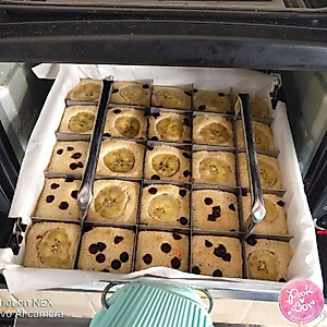 Brownie Cutter With Pan Stainless 100% 6,7,8,9,10,11,12 Inch Heavy duty Baking Tray with Slicer Ensures Perfect Crispy Edges Bakeware Tray (10x10" 25 Pcs., Cutter)