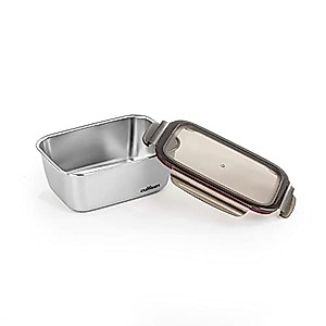 CUITISAN FLORA RECTANGLE AIRTIGHT CONTAINER NO.8 60.8oz, STAINLESS STEEL FOOD CONTAINER, WATERPROOF, MICROWAVE and DISHWASHER AVAILABLE