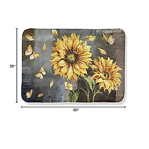 RSBUD Area Rug,Flower Butterfly Sunflower Non Slip Mat Area Rug Floor Carpet for Kitchen Bedroom Living Room Children's Room Bathroom Decoration,Farmhouse Decor 60"x39"
