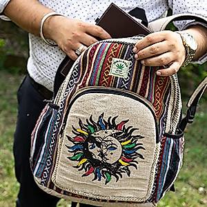 Fwosi Hemp Backpack - Cute Backpack For Women & Men, Handmade School Backpack Shoulder Bag - Durable Lightweight Travel Bag, Bookbags