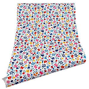 Yifasy 19.7ft Roll Colorful Floral Shelf Liner Peel and Stick Furniture Shelving Paper Removable Wallpaper Drawer Sticker (M-236.2x17.7 Inch)