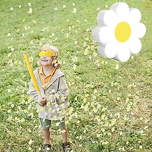 Aoriher Daisy Flower Piñata Set Include Bat Blindfold Confetti Tassel Flower Piñata Daisy Hippie Boho Piñata for Birthday Baby Shower Gender Reveal Wedding Floral Party Supplies(Daisy Flower)
