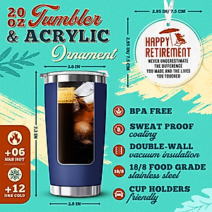 HEXMOZ Retirement Gifts for Men 2024 - Best Gifts for Retirement, Funny Retirement Gifts for Men, Man - Happy Retirement Party Decorations For Men, Christmas Retirement Ornament vs 20oz Navy Tumbler