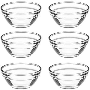 Small Pyrex Prep Mixing Bowls: 2.3x1.1Inch Mini Prep Bowls Stackable Glass Serving Bowls for Kitchen Prep - Dessert - Dips - Salad - Candy Dishes