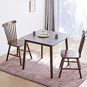 Livinia Aslan Malaysian Oak Dining Chair Set of Two, Country Farmhouse High Spindle Back Wooden Side Chairs (Walnut)