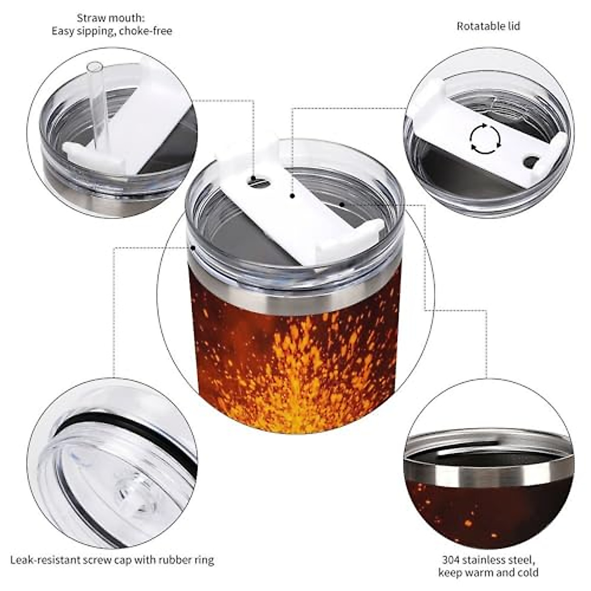 Super Volcano Tumbler with Handle Travel Mug Water Bottle Tea Coffee Cup Black-style