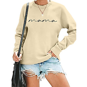 ASTANFY Mama Shirts Women Mama Letter Printed T-Shirt Mama Graphic Tee Casual Short Sleeve Tops Tee (Yellow, XX - Large)