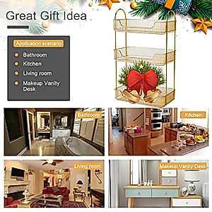 Bathroom Organizer Countertop, Vanity Organizer Trays for Bathroom Counter, Bathroom Tray Counter Organizer, Plastic Tray Stand for Perfume, Makeup, Skincare(Yellow, 3 Tiers)