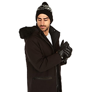 MESSERIO Authentic Sheepskin Leather Winter Gloves for Men with Rabbit Fur Lining + Gift Box (Large)