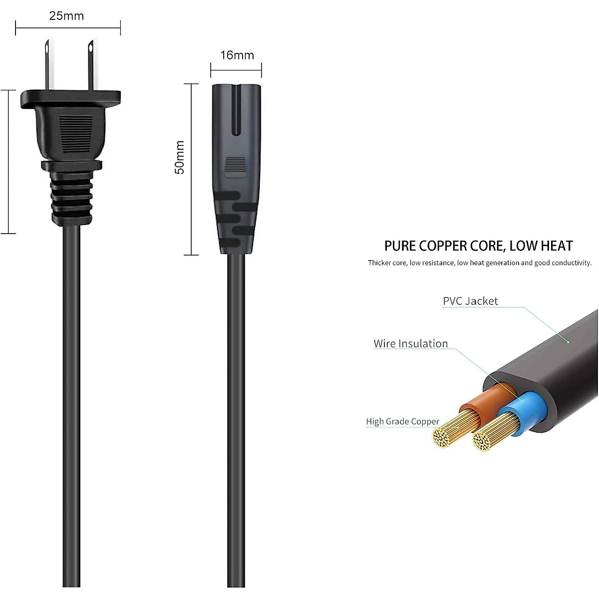 6 Feet AC Power Cord for Lift Chair or Power Recliner, Replacement Power Supply Cable for Okin Limoss Lazboy Pride Catnapper