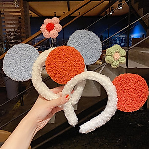 Bear Ear Make Up Haribands,Soft Towel Headband for Skin Care Towel Cloth Fabric Hair Band for Face Washing Hair Accessories (Green)