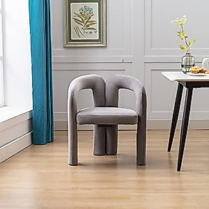 Tmosi Modern Velvet Dining Chair, Living Room Chair Upholstered Accent Chair, Curved Back Comfy Side Chair Lounge Arm Chair for Kitchen, Dining Room, Living Room, Vanity (Grey)