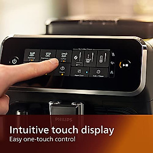 PHILIPS 3200 Series Fully Automatic Espresso Machine - Classic Milk Frother, 4 Coffee Varieties, Intuitive Touch Display, Black, (EP3221/44)