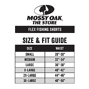 Mossy Oak Standard Fishing Shorts for Men Quick Dry Flex, Charcoal, XX-Large