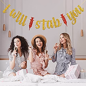 MonMon & Craft I Will Stab You Banner / Nursing Graduate Party Decor / Nurse Graduation Activities / Medical School Graduation Party Decorations Gold Glitter