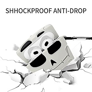 Buewutiry 3D Skull Airpods 3rd Generation Case Cute - Anti-Fall Soft Silicone Airpods 3rd Generation Case for Women&Men - Airpods Case 3rd Generation Funny with Keychain (Gray)