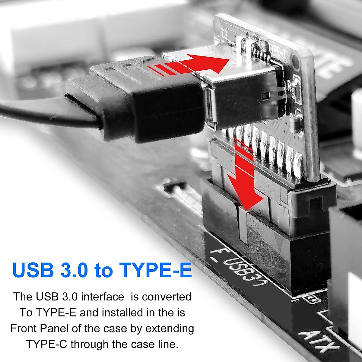 Mainboard Internal USB 3.0 (3.1 Gen 2) 19PIN Header to Type-E Key-A 20 Pin USB 3.1 Front Panel Socket Adapter for Type C Panel Mount Header