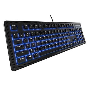 SteelSeries Apex 100 Gaming Keyboard - Tactile & Silent - Blue LED Backlit - Splash Resistant - Media Controls