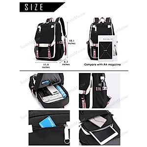 SodaMeow Anime Demon Backpack Nezuko Slayer Bag Kimetsu no Yaiba Backpack Casual with USB Charging Port, Free Keychain (Yellow-Zenitsu-D)