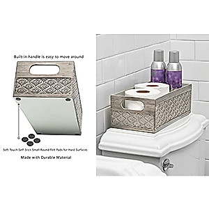 Dublin Bathroom Decor Box Toilet Paper Holder Storage Basket - Decorative Toilet Tank Topper Bathroom Storage Organizer - Bathroom Sink Organizer Countertop Container, Modern Gray and Silver Look.