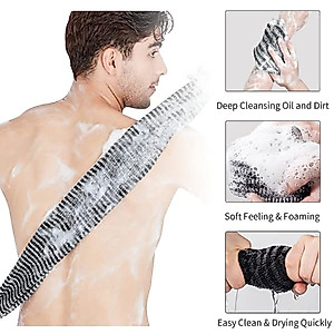 Yiclick 2 Pack Exfoliating Washcloth Towel - Exfoliating Body Scrubber Exfoliator, Loofah Sponge Wash Cloth, Korean & Japanse & African Net Sponge Rag - Soft+Rough Back Scrubber Washer for Shower Bath