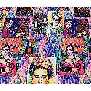 Mexican Girl,Frida Girl Patchwork Pattern Upholstery Fabric(200x140cm)-HDTF-0001MG-200