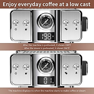 SEEDEEM Espresso Machine,20 Bar Espresso Maker with Milk Frother,Stainless Steel Latte and Cappuccino Machine with 1.8L(60 Fl Oz) Removable Water Tank