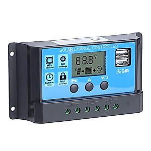Solar Panel Regulator, Double USB with Digital Display Solar Charge Controller, for Home Yard Commercial Outdoor