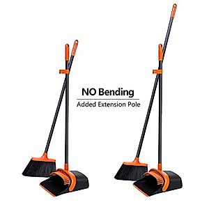 Broom and Dustpan Set, Broom and Dustpan Set for Home, Dustpan with 52" Long Handle Broom Combo Set, Standing Dustpan and Broom Set for Home Kitchen Room Office Lobby Floor Cleaning