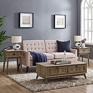 Newport Series Tall Center Coffee Table with Two Fully Extended Drawers | Sturdy and Stylish | Easy Assembly| Smoke Oak Wood Look Accent Living Room Home Furniture