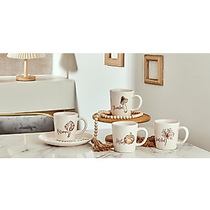 Bico Golden Harvest Ceramic Mugs, Set of 4, for Coffee, Tea, Drinks, Microwave & Dishwasher Safe