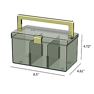 FABROK Plastic First Aid Kit Storage Box, Clear Medicine Box with Handle for Travel, Portable Craft Storage Box for Face Mask Sewing Kit Tool Organizing(Green)