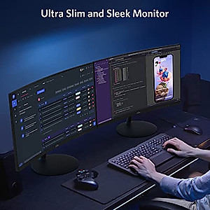 Fiodio 24" Curved 75Hz Refresh Rate Computer Monitor Full HD 1080P HDMI VGA Ports with Speakers, VESA Wall Mount Ready (HDMI Cable Included)