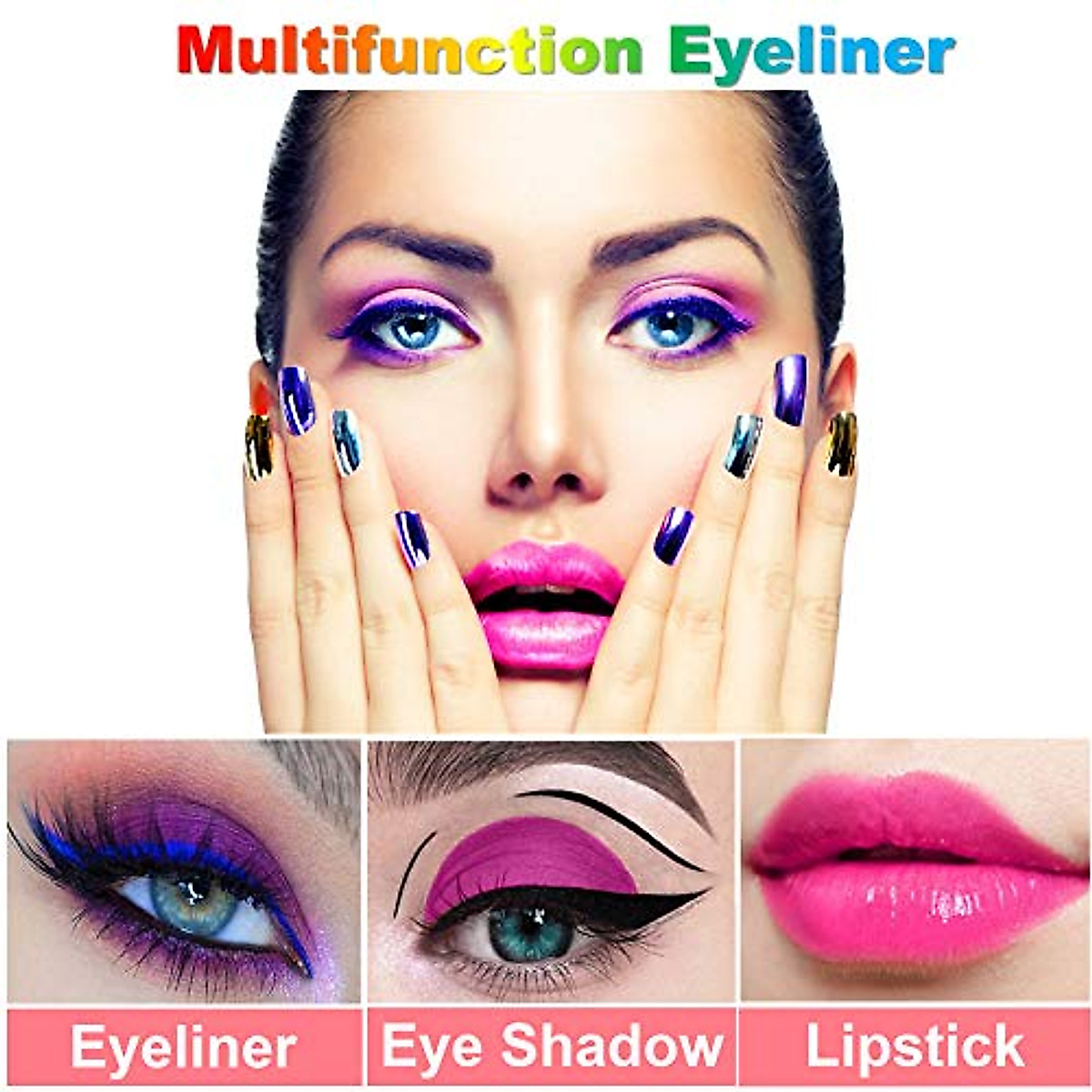 AWCCXMYM 12 Colors Liquid Eyeliner Colorful Set,Red Pink Green Blue White Eyeliner Liquid,Matte Eye Liner Pen Long Lasting Waterproof Eyeliner Pencil Colored Eyeliner Pen